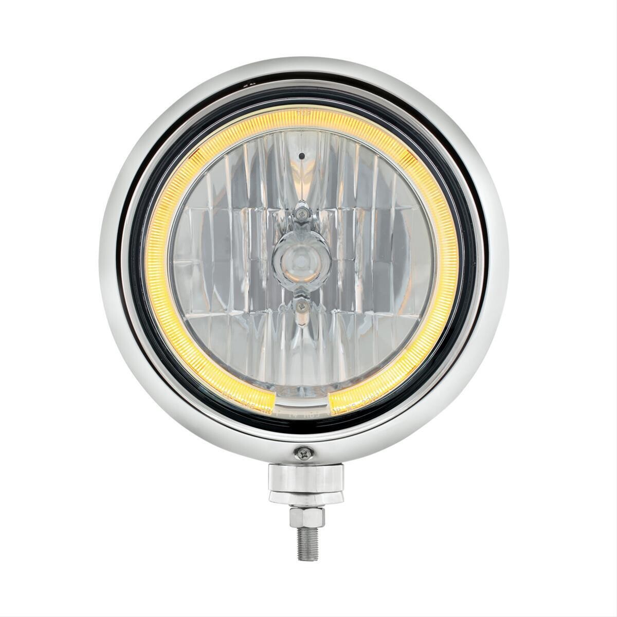 United Pacific Black Guide Headlight w/ 9007 Halogen Bulb & Amber LED ...