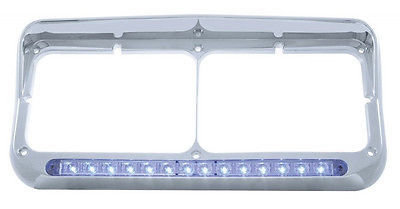 United Pacific 4" x 6" Chrome Rectangular Dual Headlight Bezel w/ Visor ...