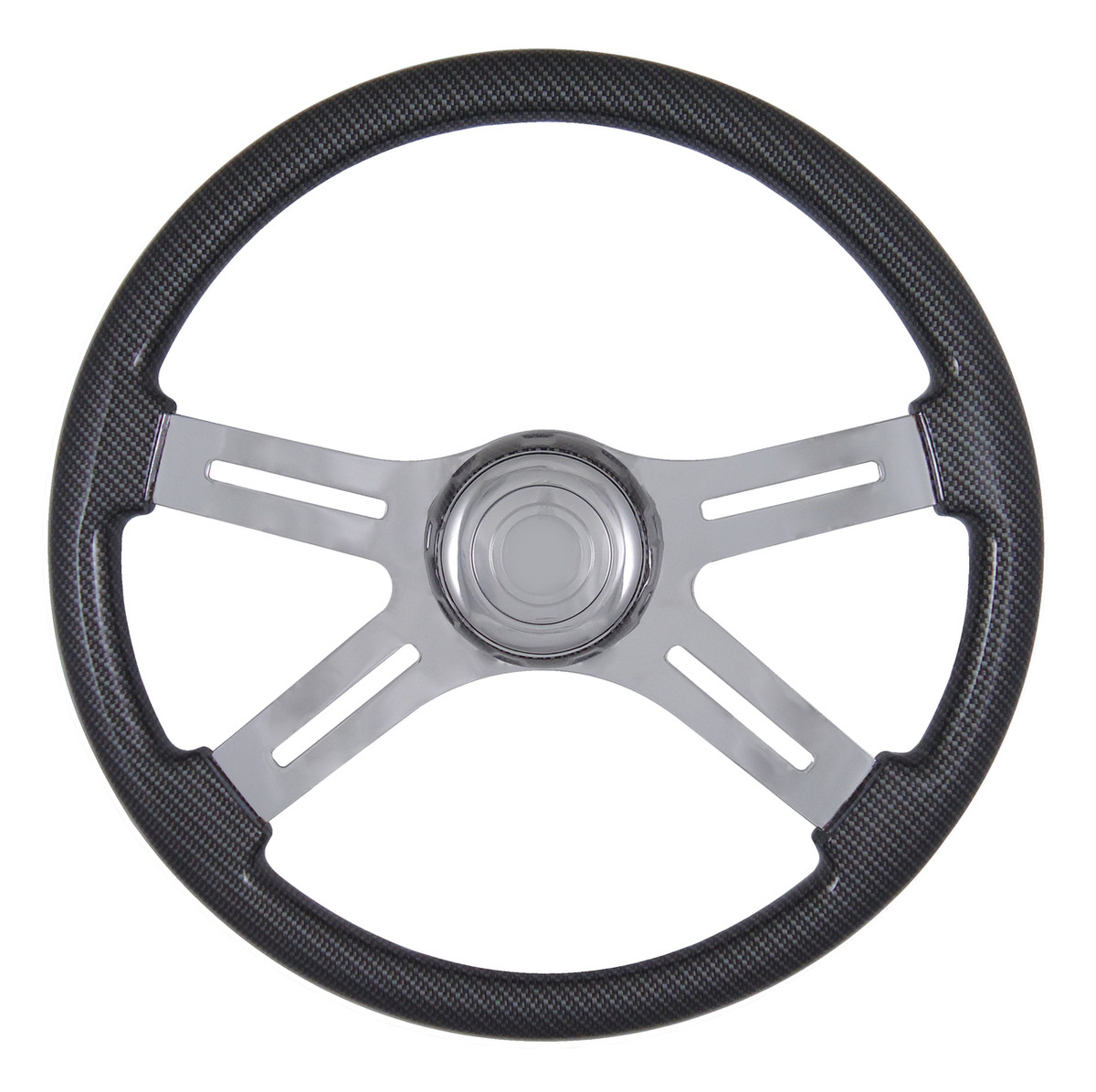 18" Carbon Fiber Gray 4 Chrome Spoke Steering Wheel | Shop - Chrome Country