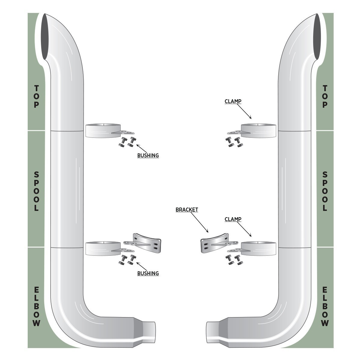 Trux Accessories 6" Curved Exhaust Stack Kit | Shop for Truck Parts ...