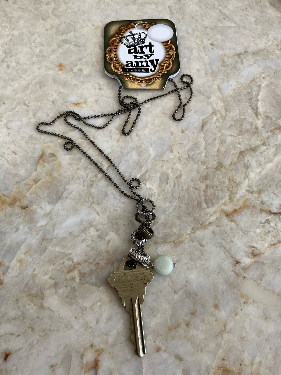 Art By Amy Key Necklace Antique Brass Silly