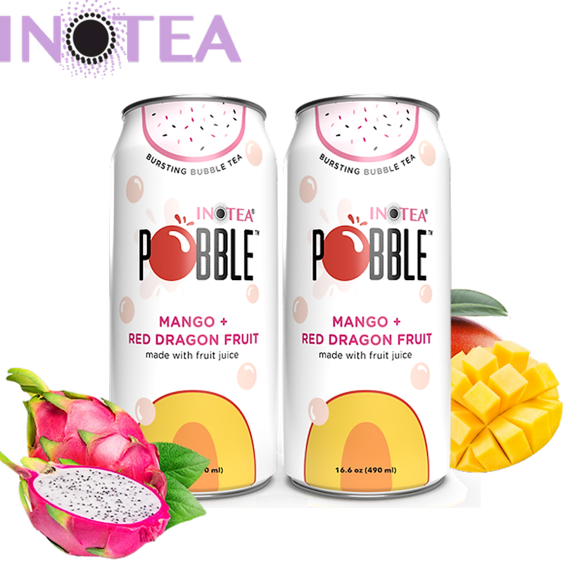 Inotea Pobble Bubble Tea with Mango and Red Dragon Fruit Can 16.6 oz ...