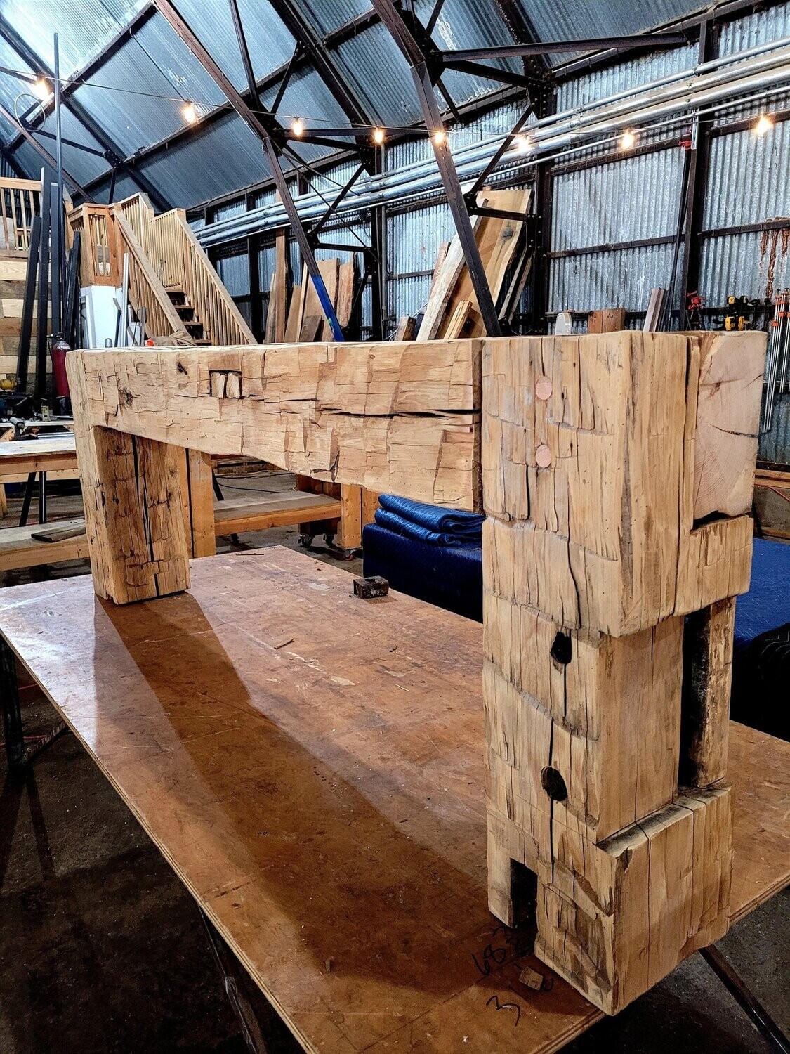 Reclaimed Wood Beam Console Table