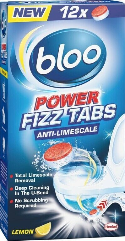 Bloo 25g Pack 12 Power Fizz Tablets Removes Limescale Toilet Bathroom ...