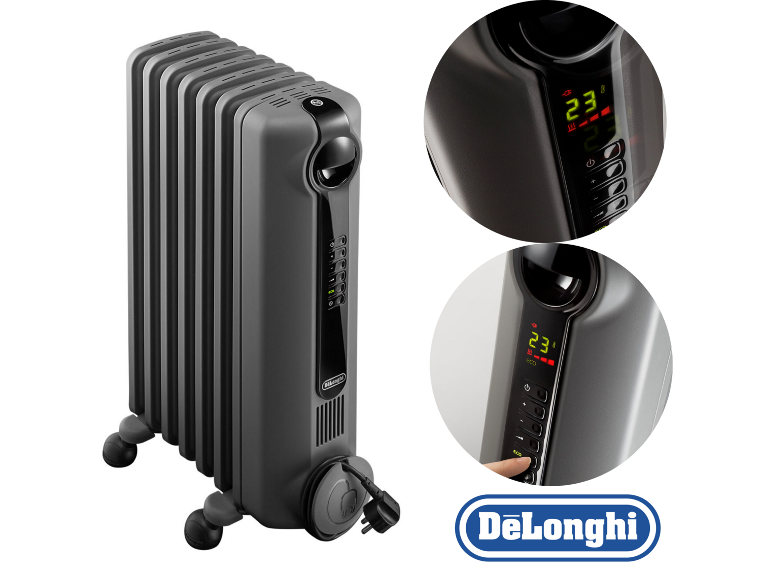 Delonghi Radia S Grey 1.5KW Electric Digital Radiator