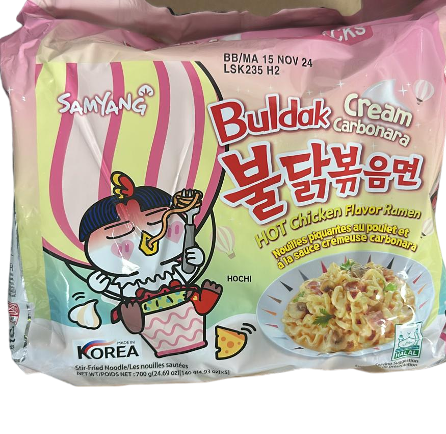 5 x 140g Halaal Samyang Buldak Cream Carbonara Hot Chicken Flavor Ramen ...
