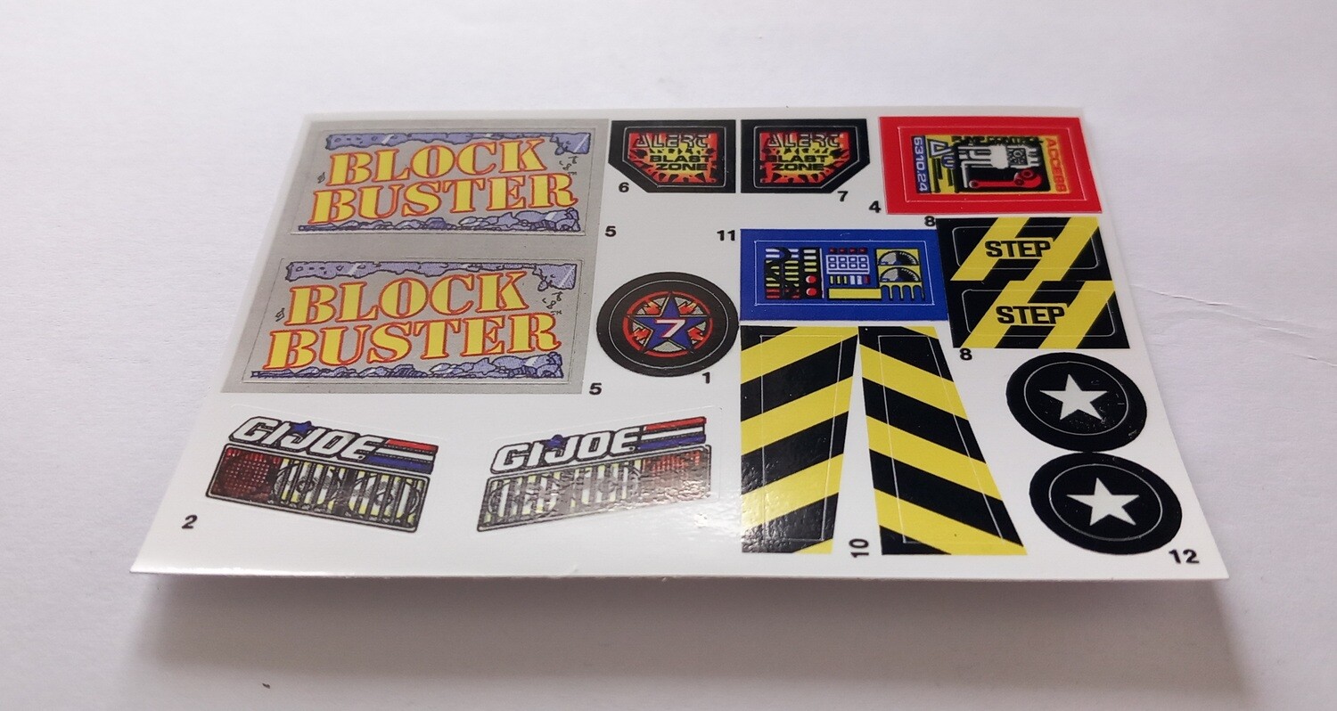 G.I. Joe Blockbuster '94 custom sticker label decal sheet using white ...
