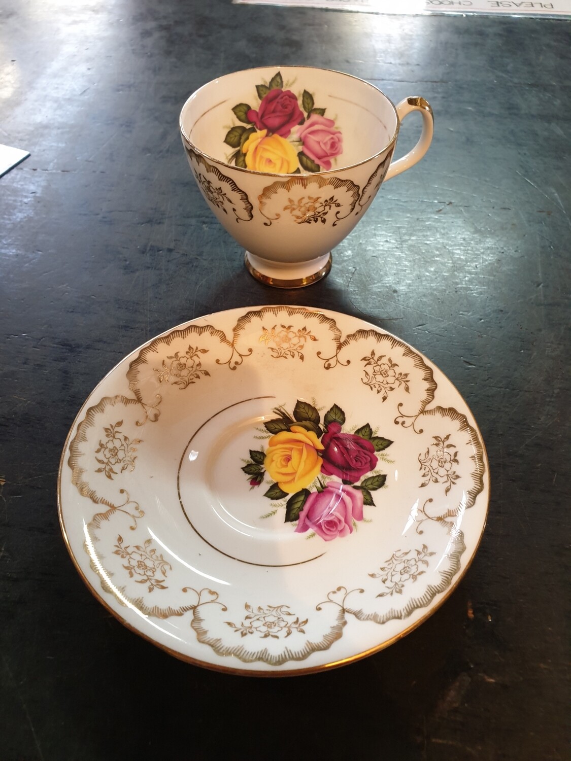 IMPERIAL FINE ENGLISH CHINA 22KT GOLD ROSES CUP & SAUCER - Store - The ...