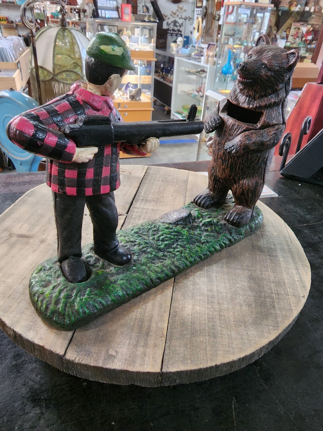 HUNTING BEAR CAST IRON MECHANICAL MONEY BANK - Store - The Funky ...