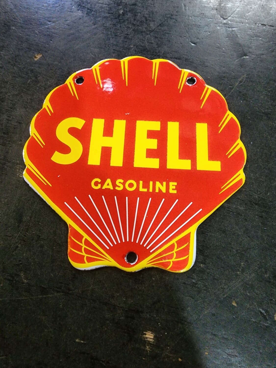 SHELL GASOLINE CLAM SHELL ENAMEL SIGN - Store - The Funky Pickers Shed ...