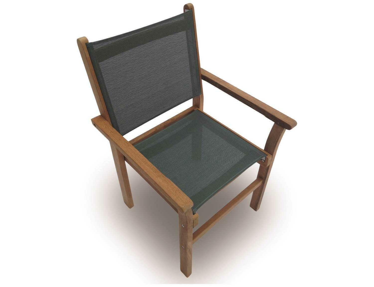 Royal Teak Collection Captiva Moss Sling Stackable Dining Arm Chair