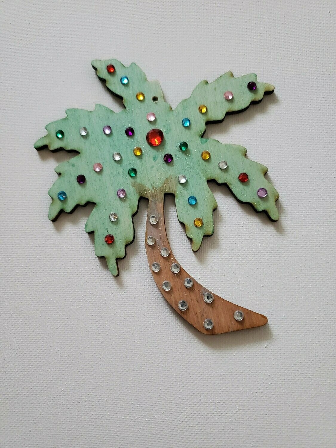 Wood Palm tree with crystals ornament