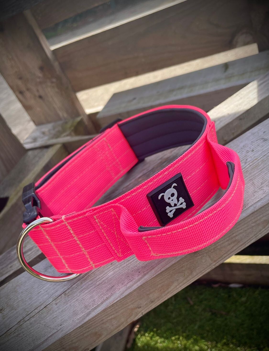 Halsband met handvat Neon Pink XXL (enkel op bestelling)