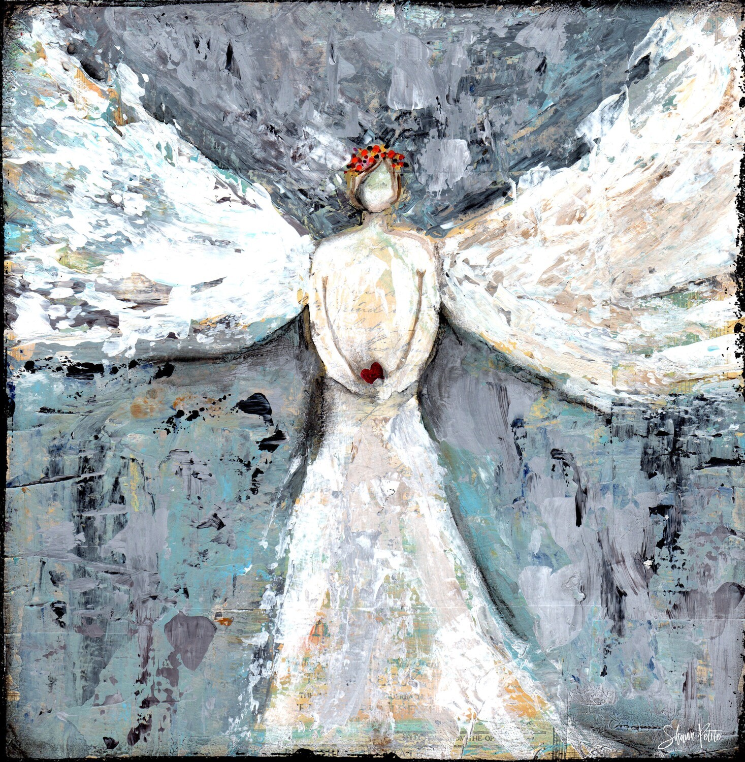 "Angel Guiding" Print on Wood 4x4 Overstock