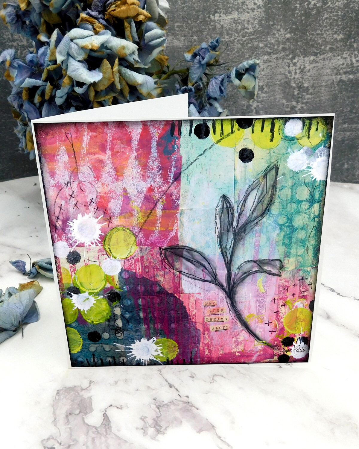 "Set your dreams aloft" card