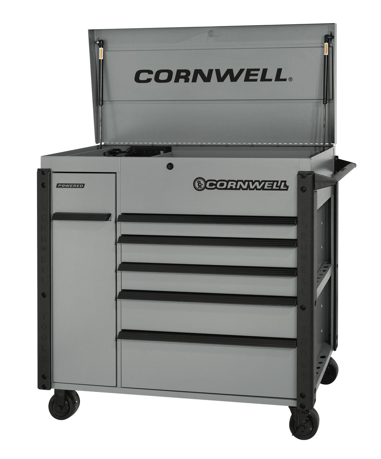 CTBF496KMS - 49" 6-Drawer XL Power Cart, Matte Silver Gray