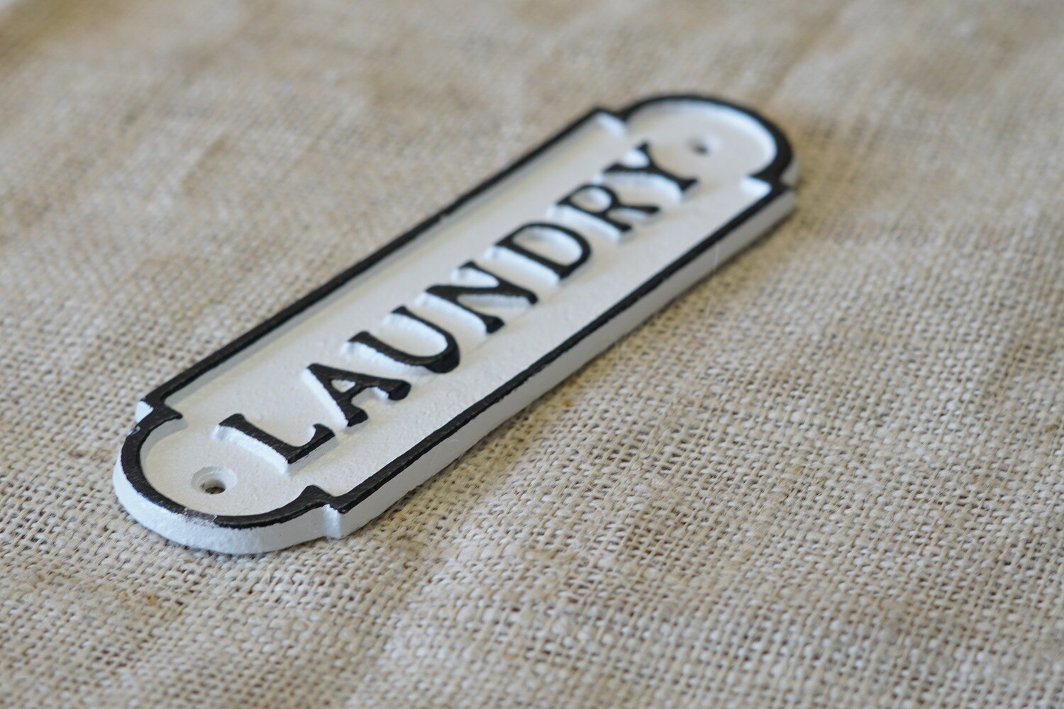 CAST IRON “LAUNDRY” SIGN WITH RAISED LETTERING AND OUTLINE – Midwest ...