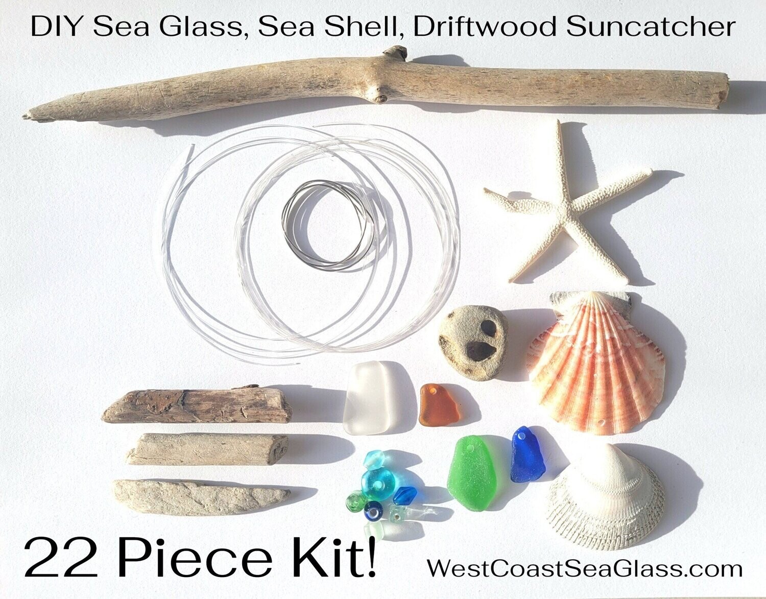 DIY Sea Glass Sun Catcher Gift Kit - 22 Pieces