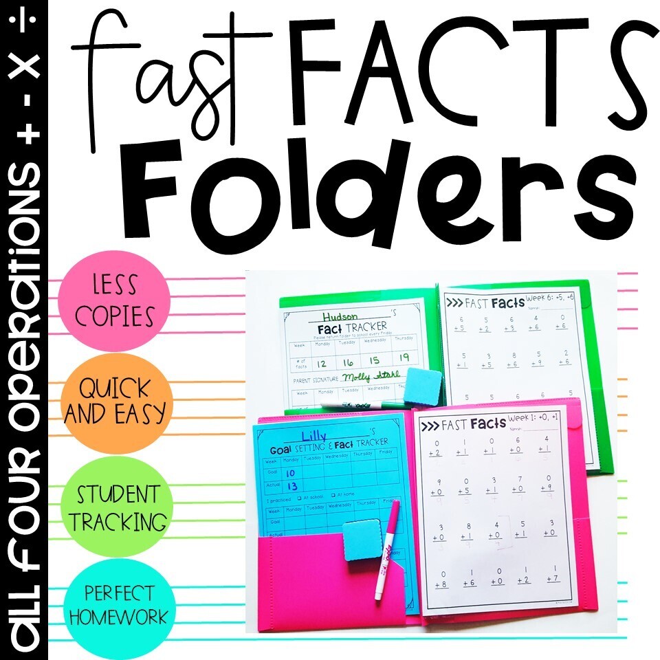 Fast Fact Folders: Addition, Subtraction, Multiplication, Division Fact ...