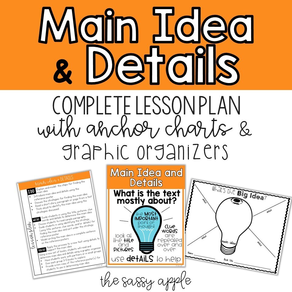 Main Idea and Supporting Details | Complete Lesson Plan, Posters - Shop ...