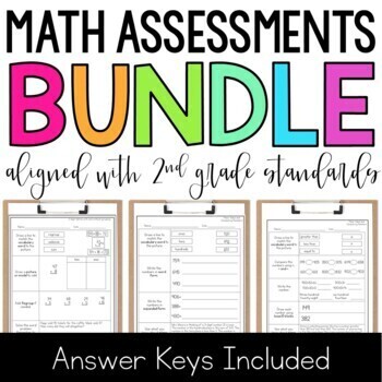 2nd Grade Math Skills Unit Tests Common Core Aligned Summative ...