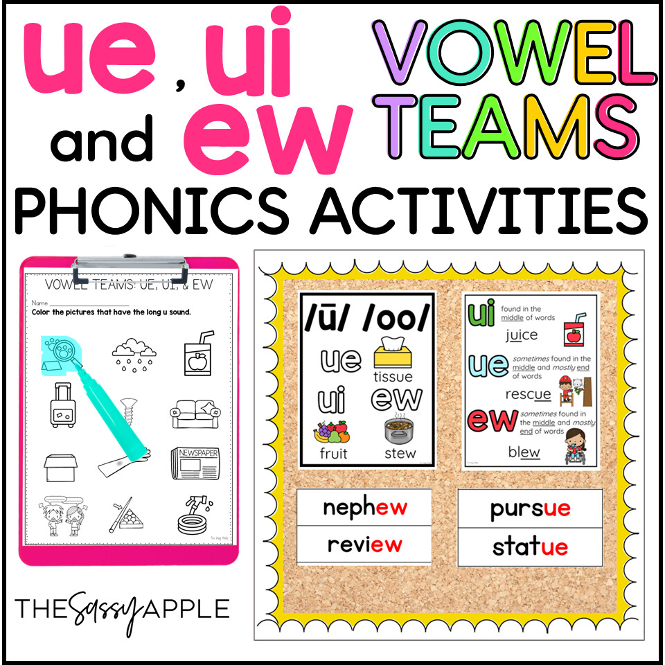 Long U Vowel Teams UE EW Worksheets Activities Decodable Reading ...