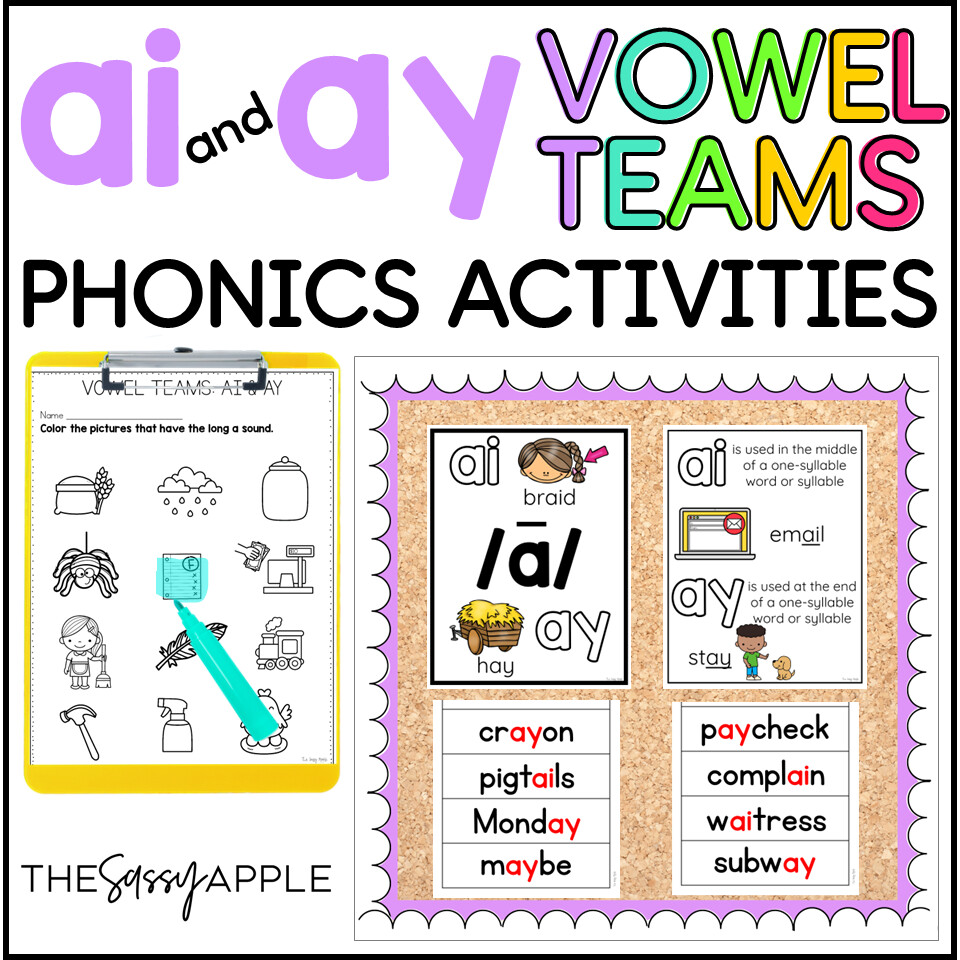 Long A Vowel Teams Activities Reading Passage AI and AY Worksheets ...