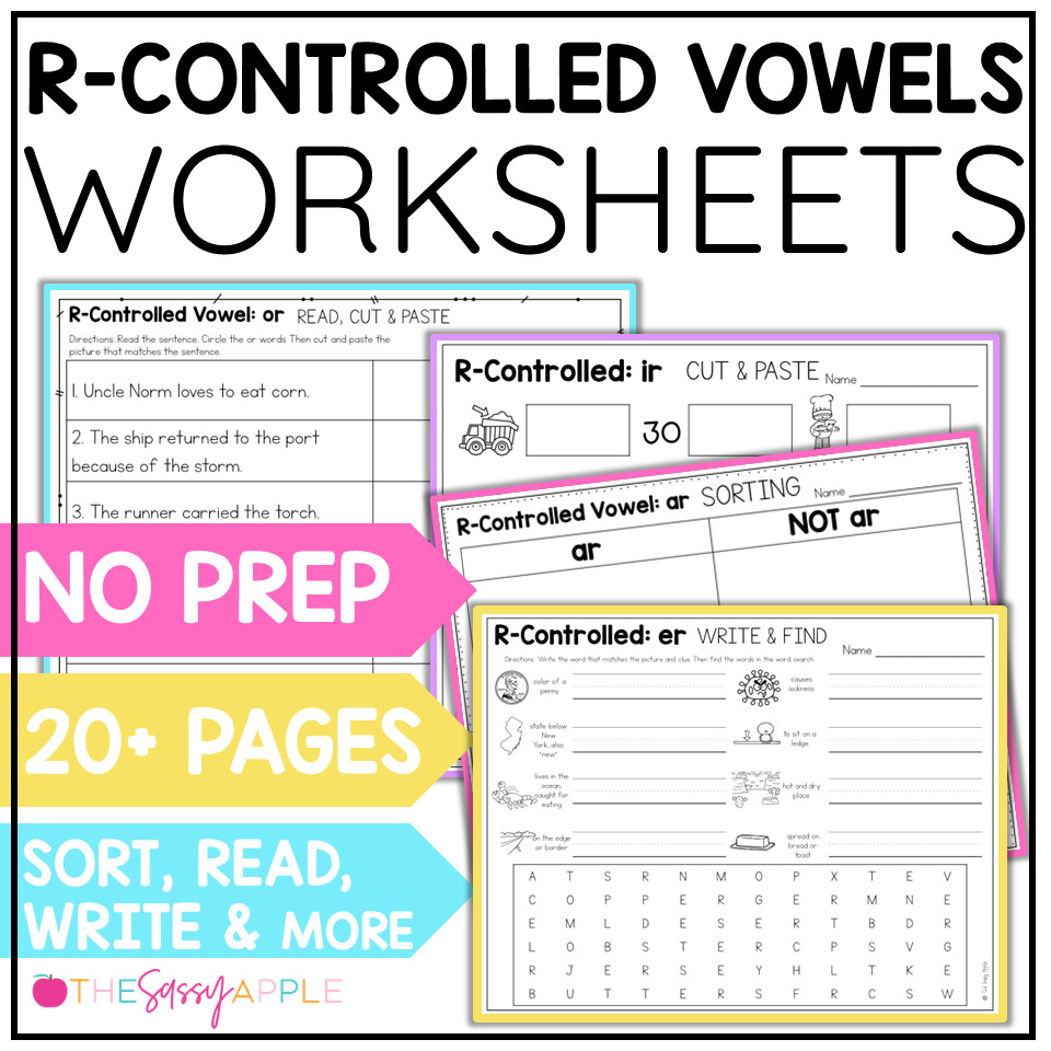 R Controlled Vowels Worksheets Word Work Syllable Activities Science of ...