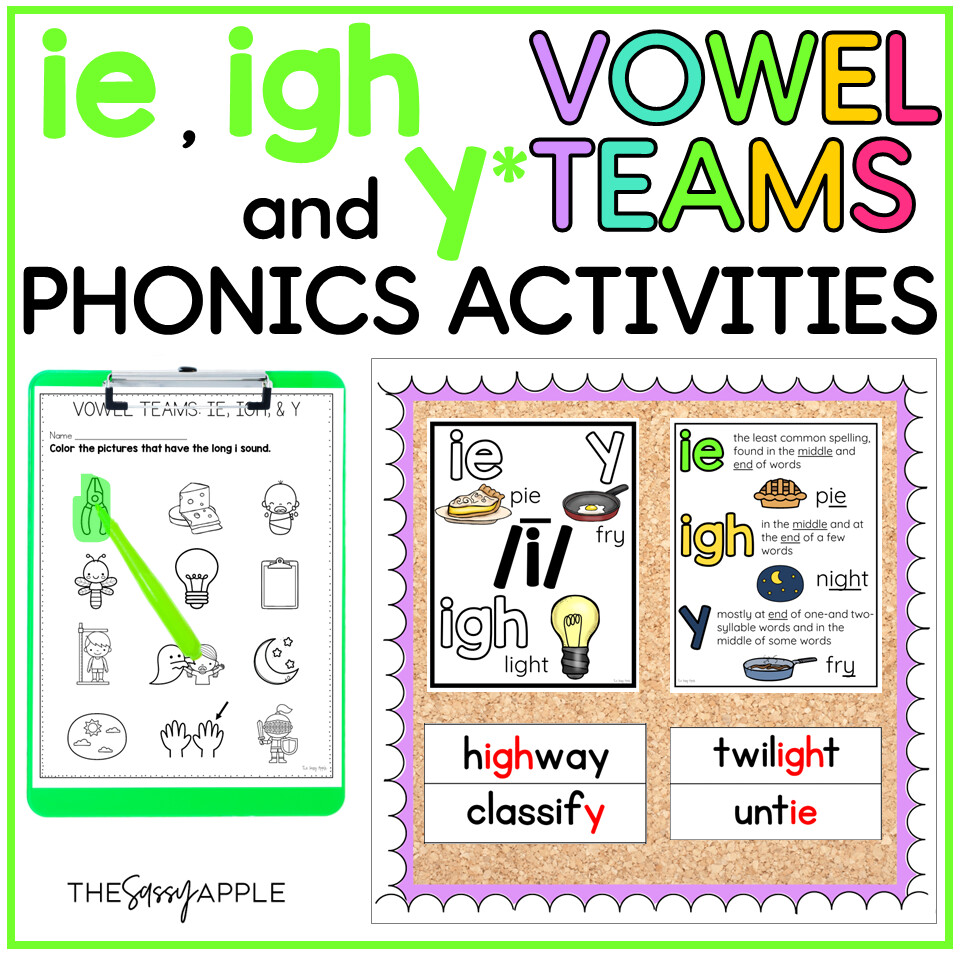 Long I Vowel Teams IE, IGH, Y Worksheets Activities Reading Passages ...