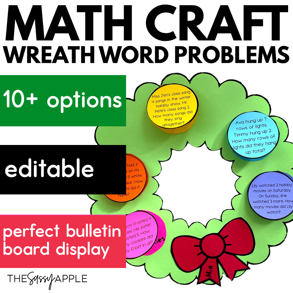 December Bulletin Board | Winter Math Craft Activities | Word Problems ...