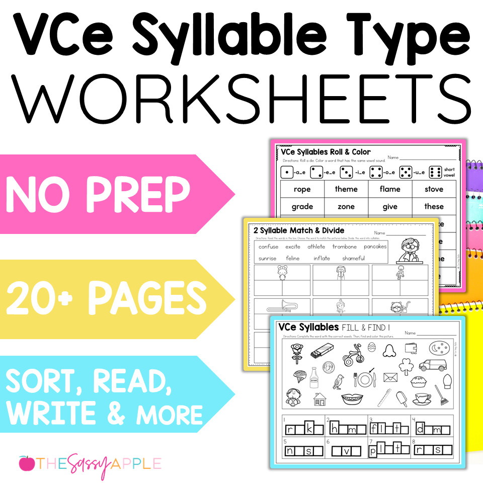 Vowel Consonant E Syllables Activities Silent E Worksheets Long Vowels ...
