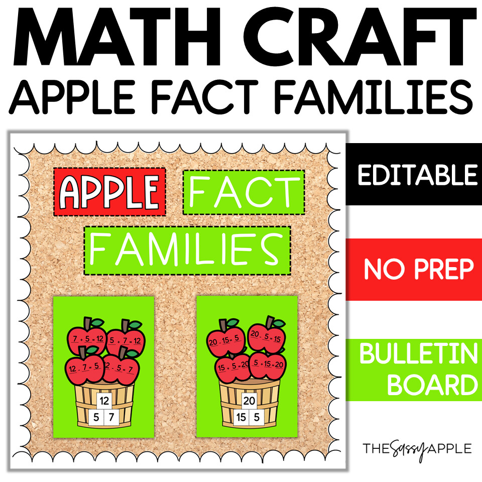Apple Fact Family Fall Math Craft Bulletin Board 1st grade 2nd grade ...