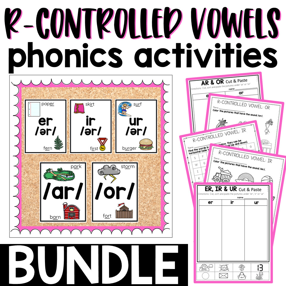 R-Controlled Vowels AR OR ER IR UR Activity Worksheet Bundle - Shop ...