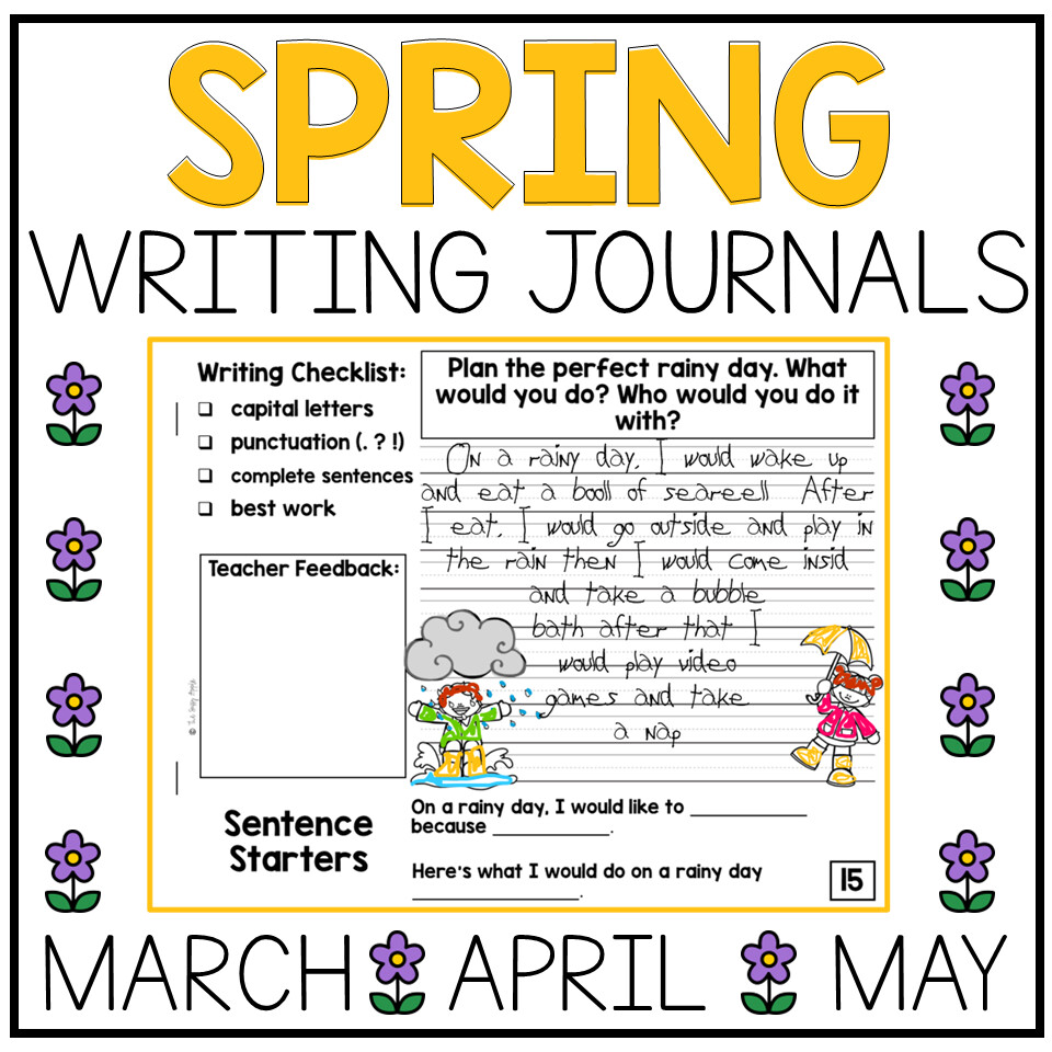 Spring Writing Journal Prompts for March April May - Shop - The Sassy Apple