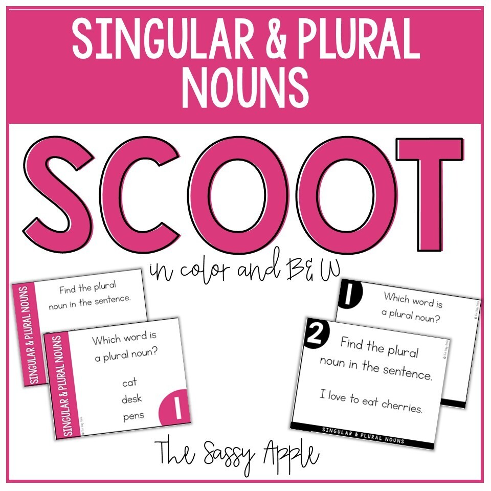 Singular and Plural Nouns Scoot Activity with Task Cards and Recording ...