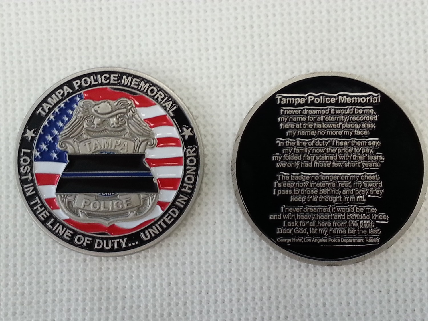Tampa Police Memorial Challenge Coin w/o Case