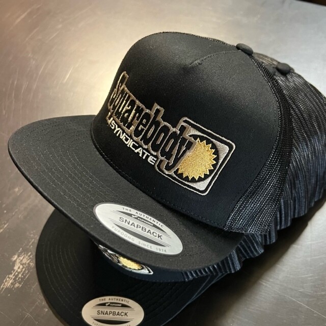 Black on Black Gold Star Flatbill Snapback Retro Trucker Mesh SBS Logo ...