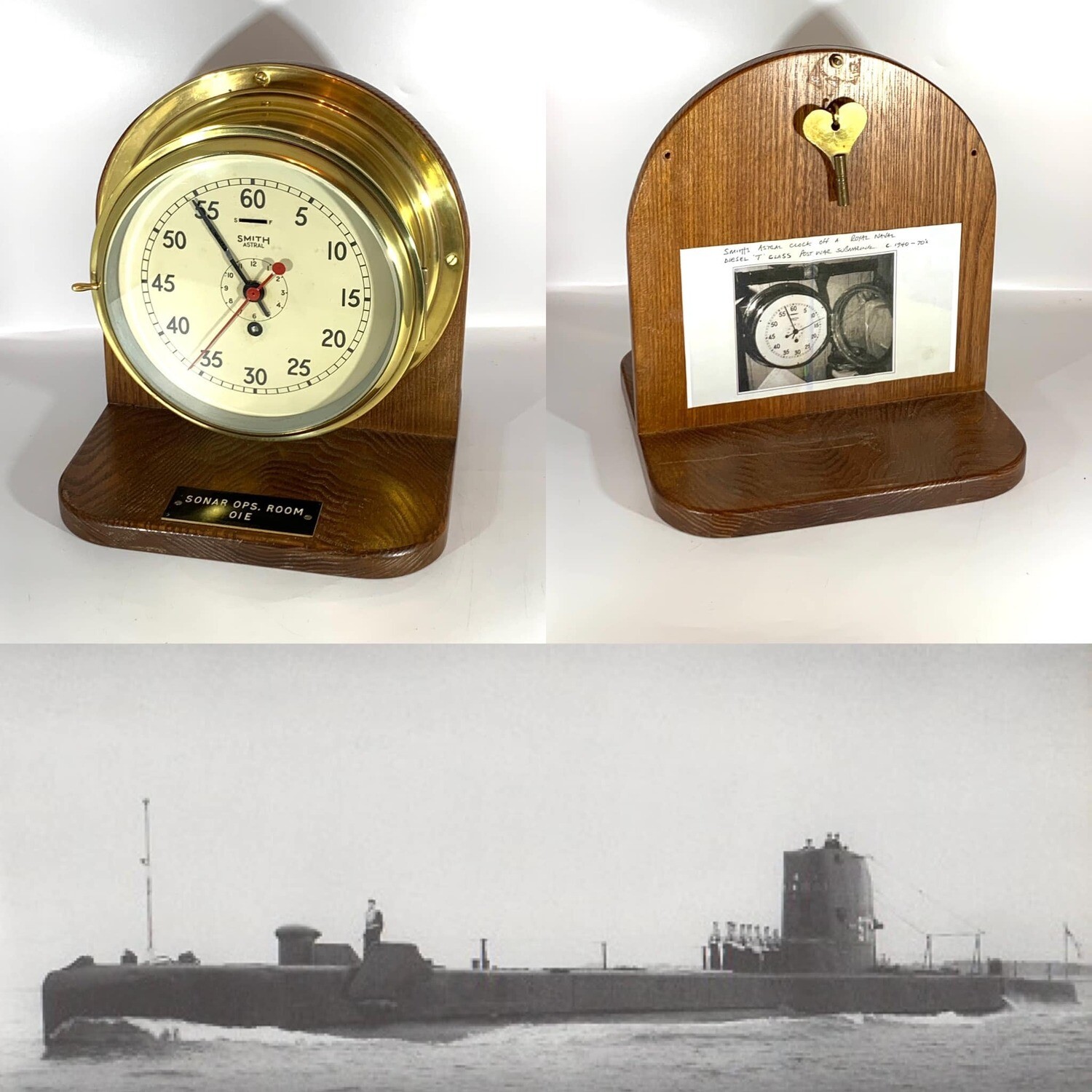 Large Royal Navy T Class Submarine Sonar Room Bulkhead Clock (c.1950-60 ...
