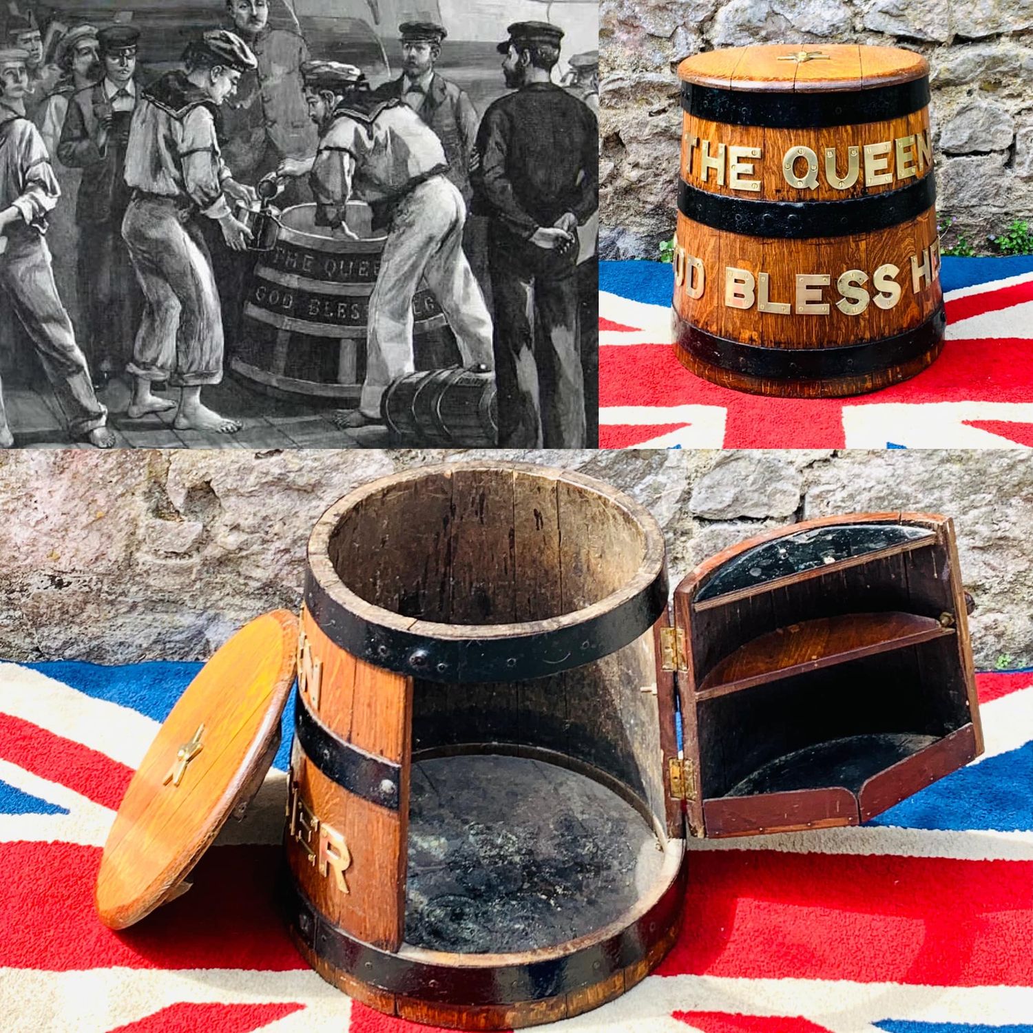 Amazing Genuine Victorian Royal Navy Rum Ration Issue Tub or Barrel (c ...