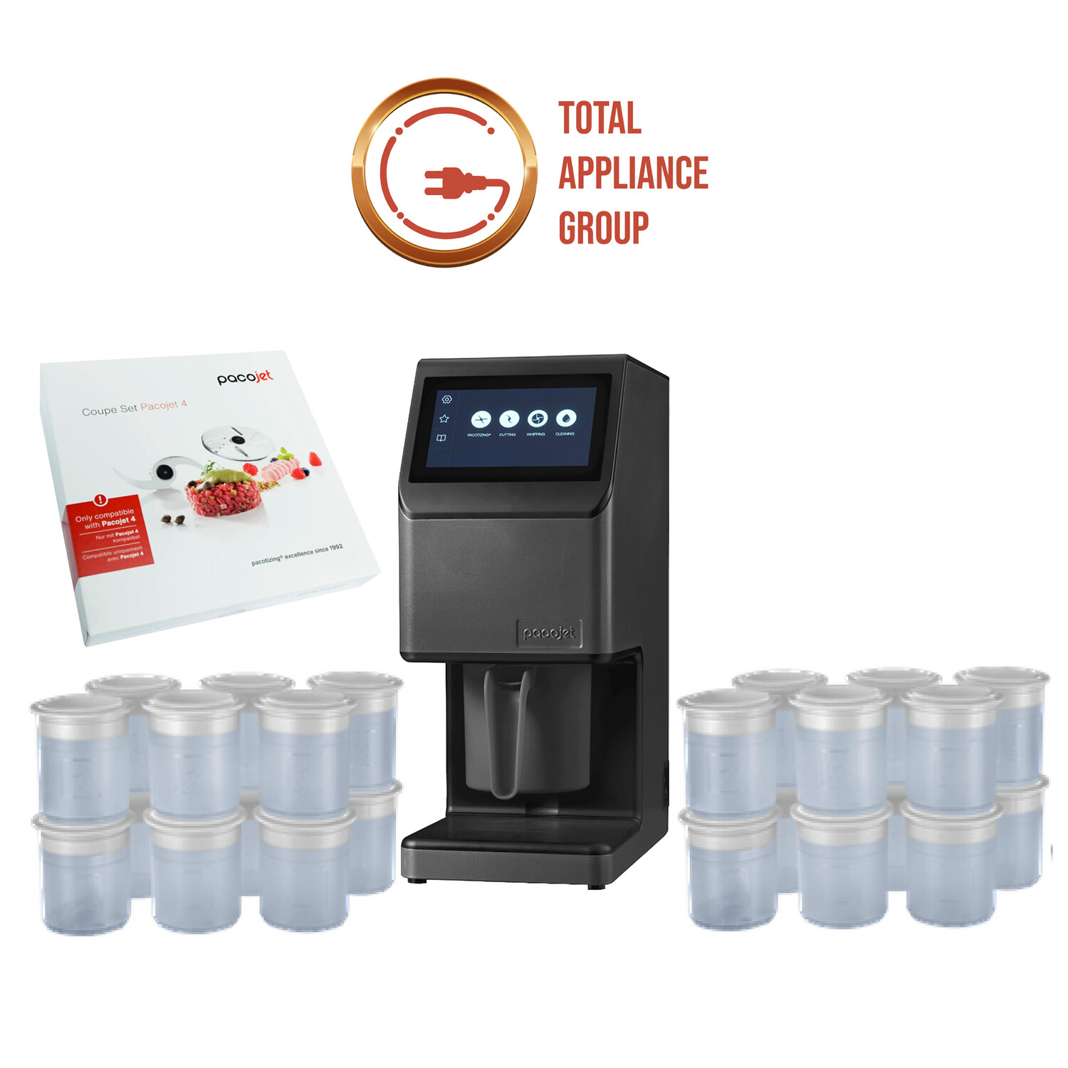 Pacojet 4 Package 24 synthetic beakers & the Pacojet 4 Coupe Set