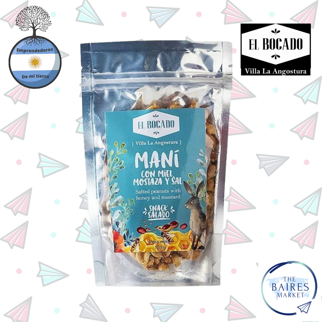 Snack de Mani con Miel, Mostaza y Sal, El Bocado, 100 g / 3,53 oz