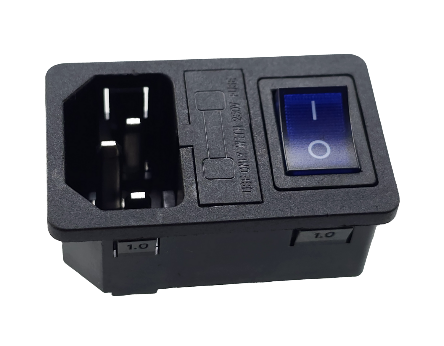 Steckverbinder C-14 mit Schalter und Sicherung 10A/250V