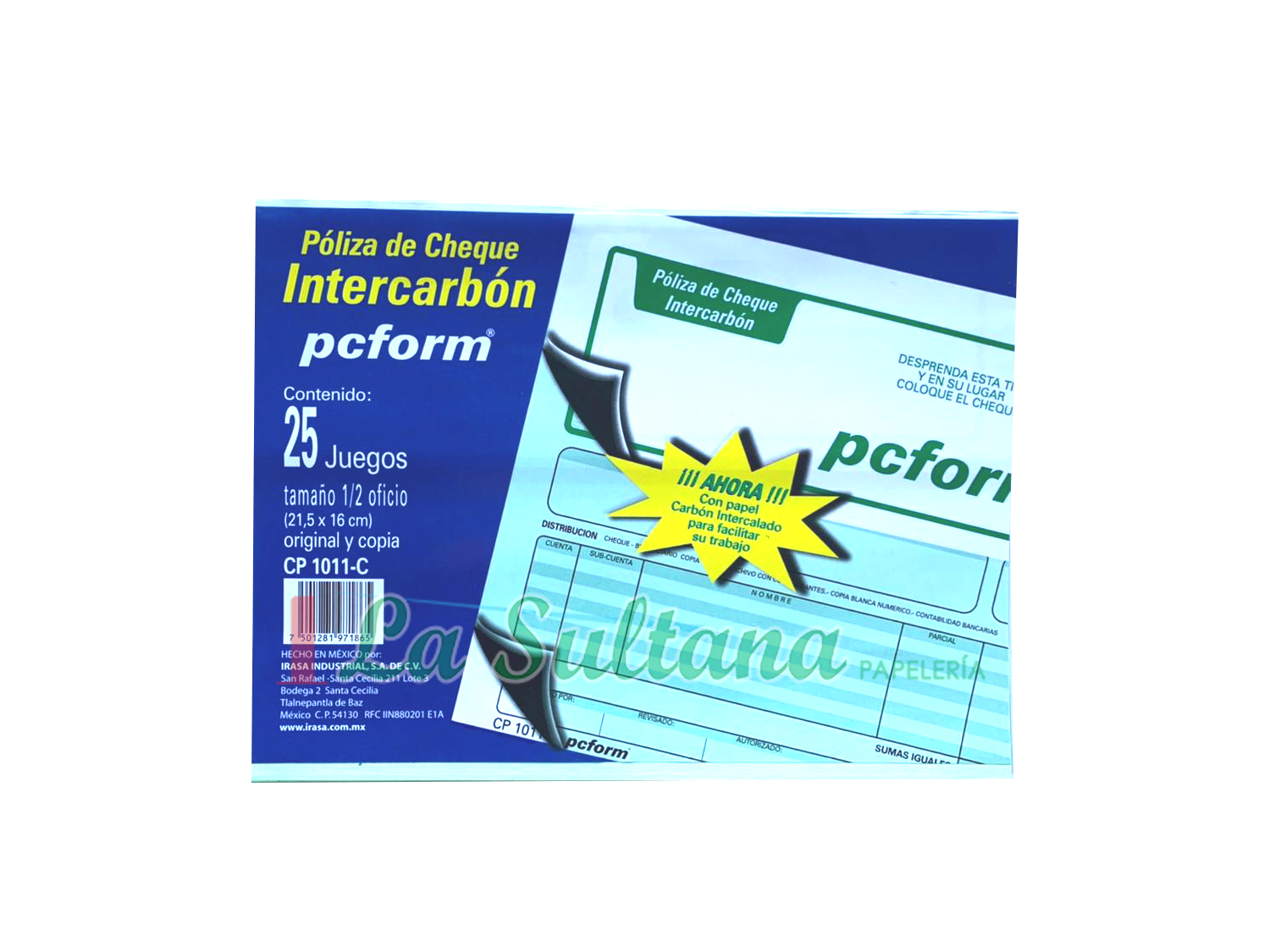BLOCK POLIZA DE CHEQUE INTERCARBON 1/2 OFICIO EUROFORMAS C/25JGS