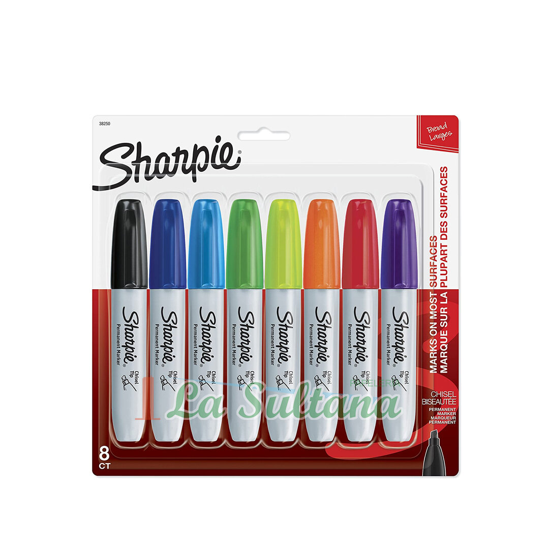 MARCADOR PERMANENTE SHARPIE CHISEL SURTIDO C/8