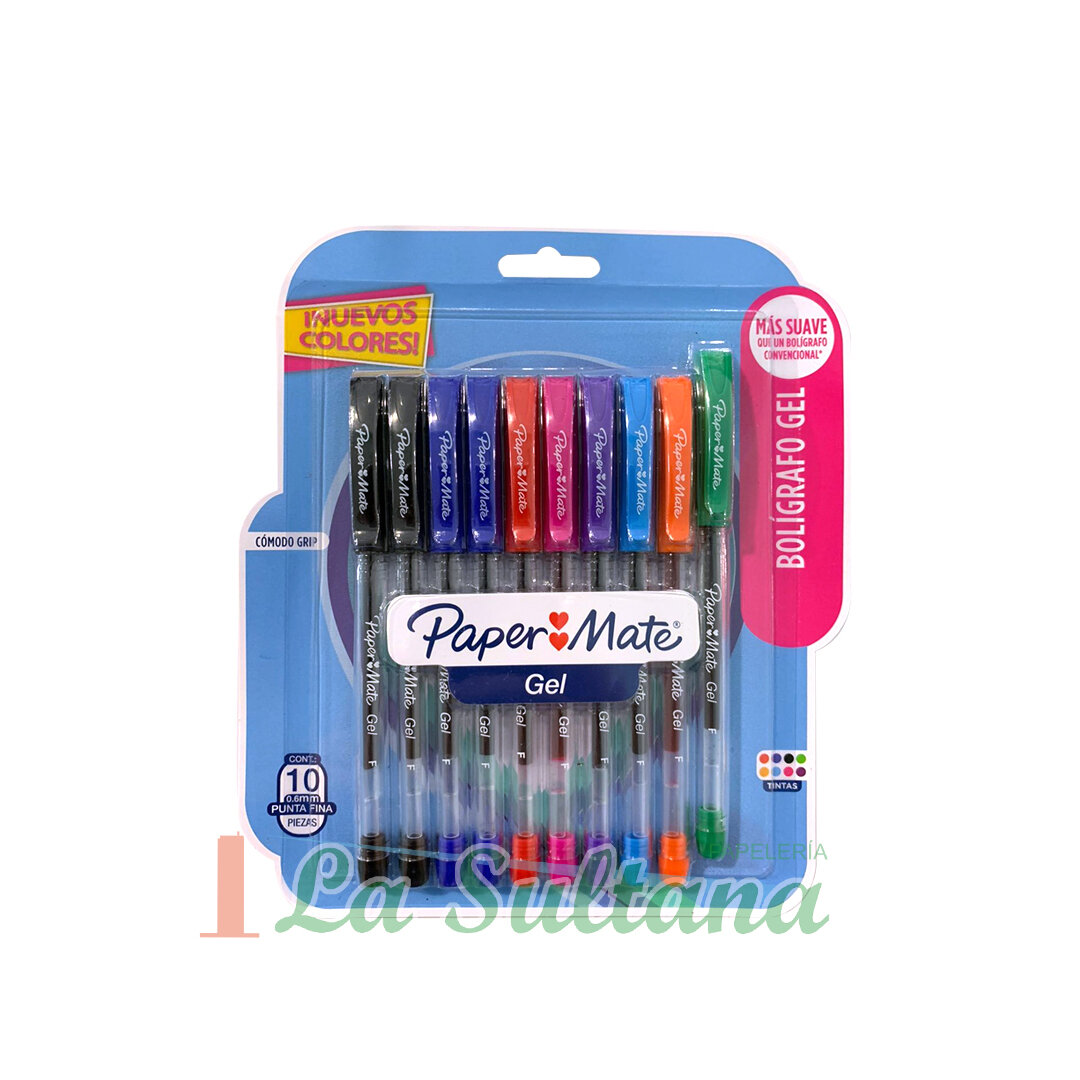 PLUMA PAPER MATE GEL SURTIDO C/10