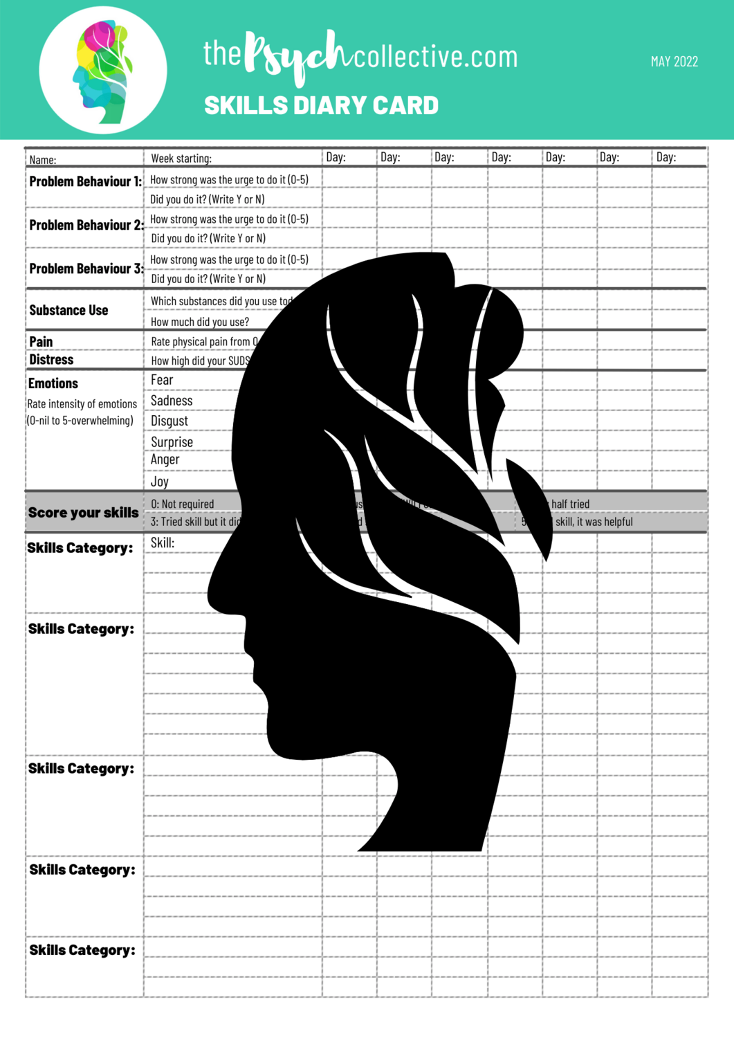 Skills Diary Card - Blank