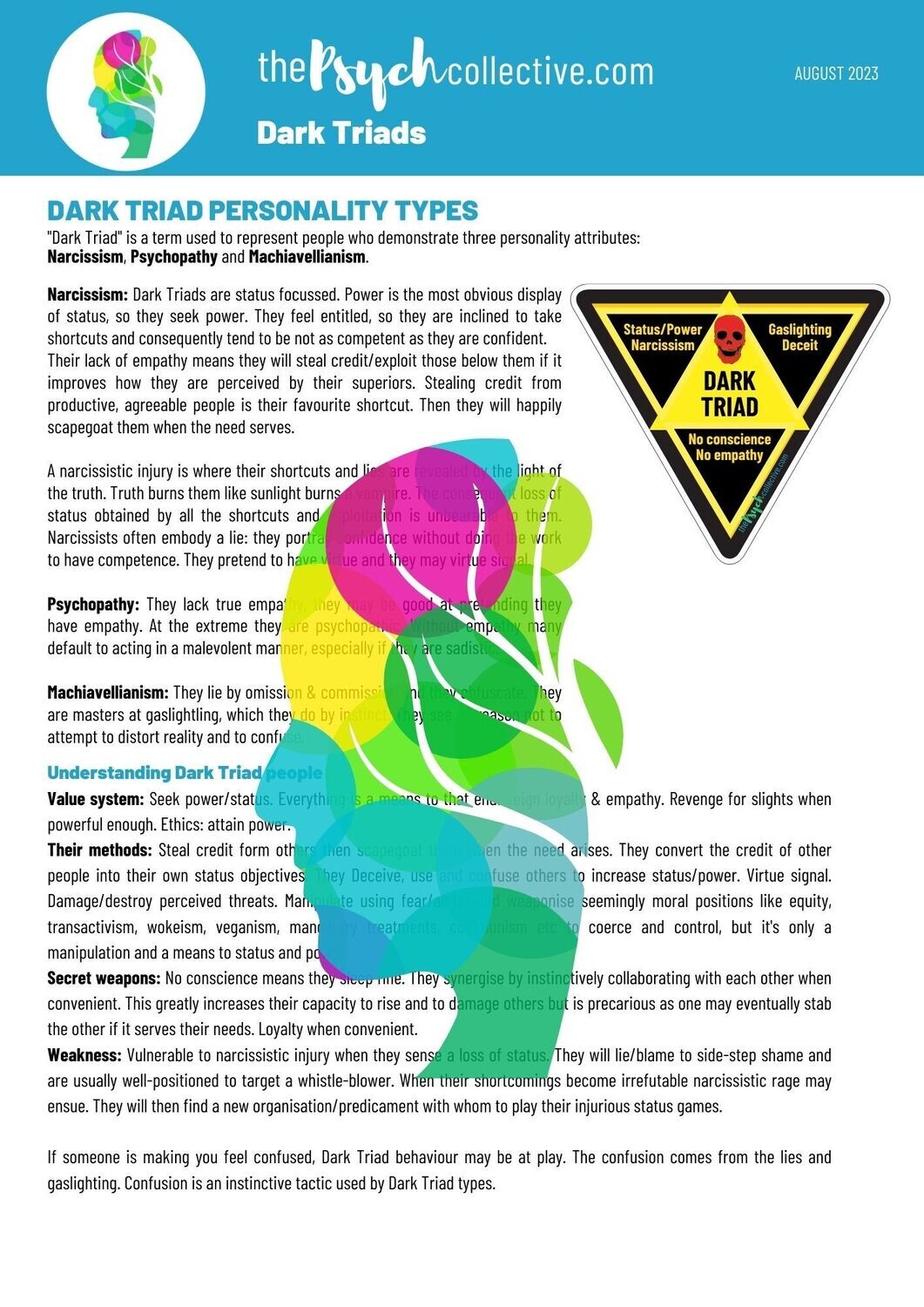 Dark Triad Handout | Trauma | Resources