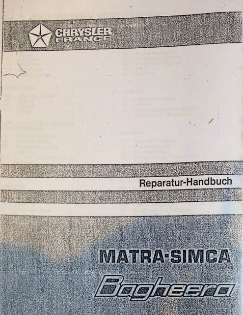 Workshop Manual Matra Bagheera German – Matra Magic – Delivering Matra ...