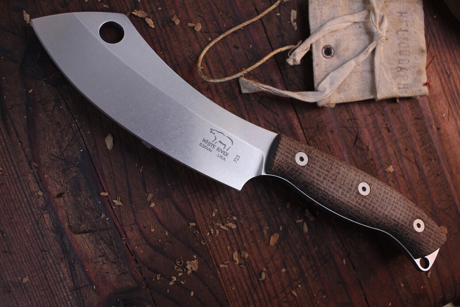 White River Knives 5.5" Camp Cleaver/ Natural Burlap Micarta ...