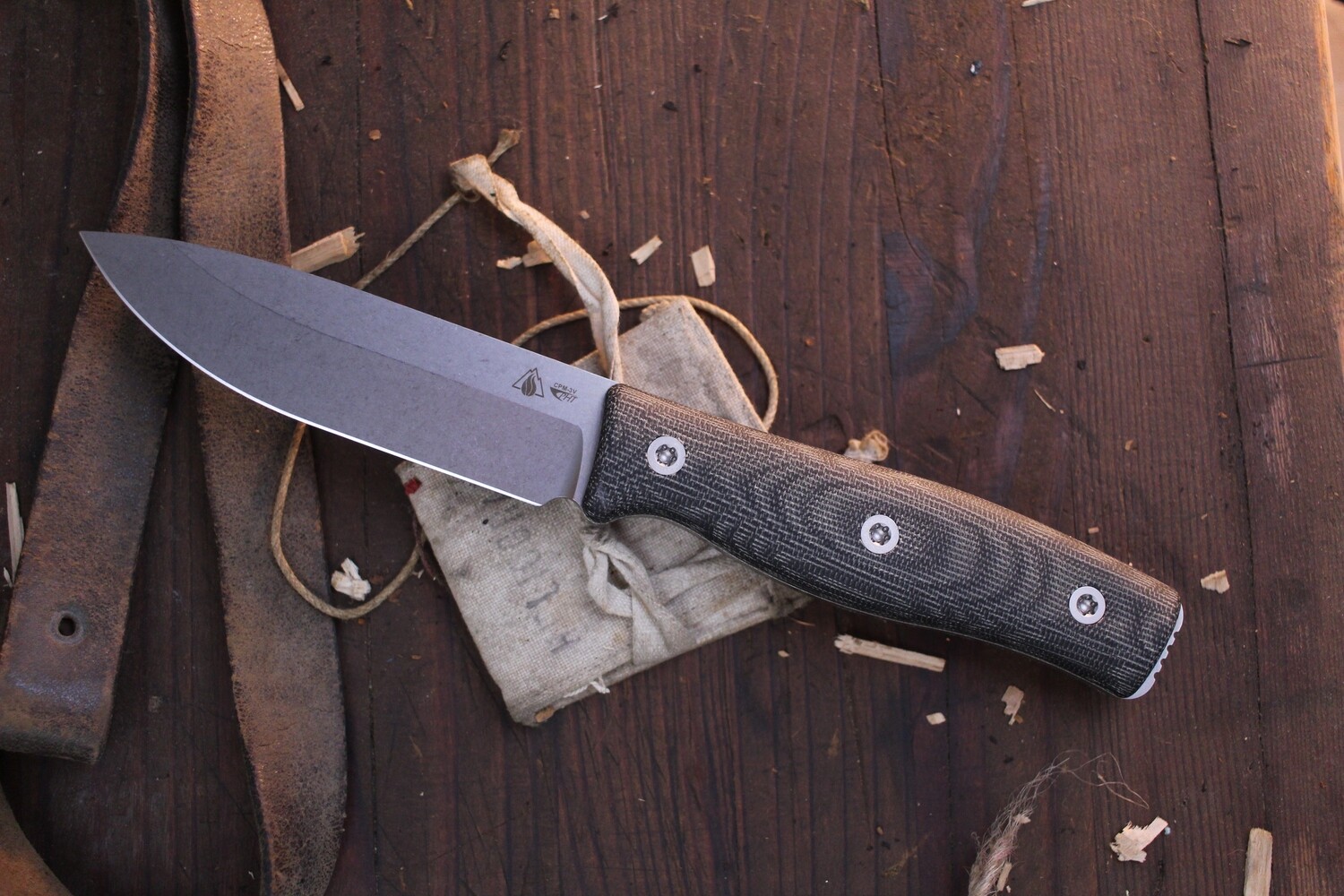 Survive! Knives GSO-4.5 4.4" Fixed Blade / Black Micarta / Stonewashed ...